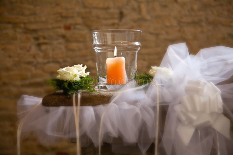 Candle with roses stock photo. Image of arrangement, orange - 21649334