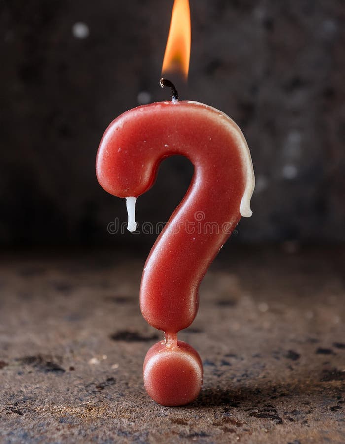 Candle in Shape of Question Mark with Flame. Dark Backdrop Stock ...