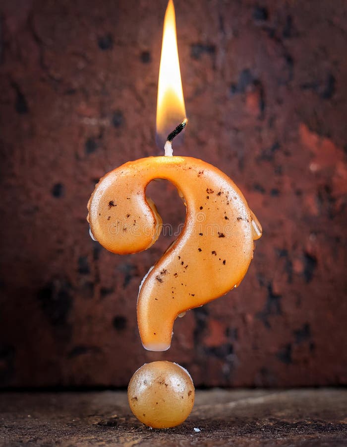 Candle in Shape of Question Mark with Flame. Dark Backdrop Stock ...