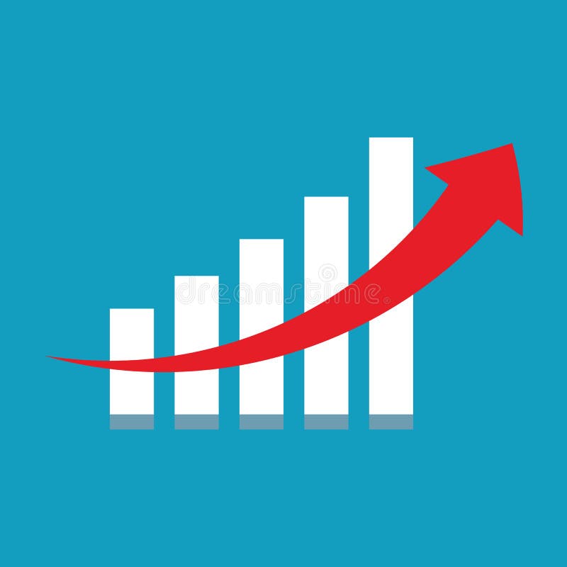Candle Stick Graph Chart with Red Arrow Up. Graph Chart Vector Icon ...