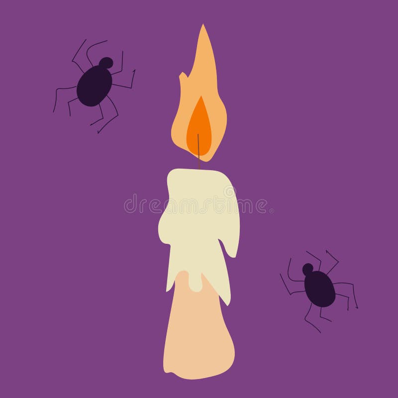 Candle and Two Spiders. Helloween. Vector Illustration Stock Vector ...