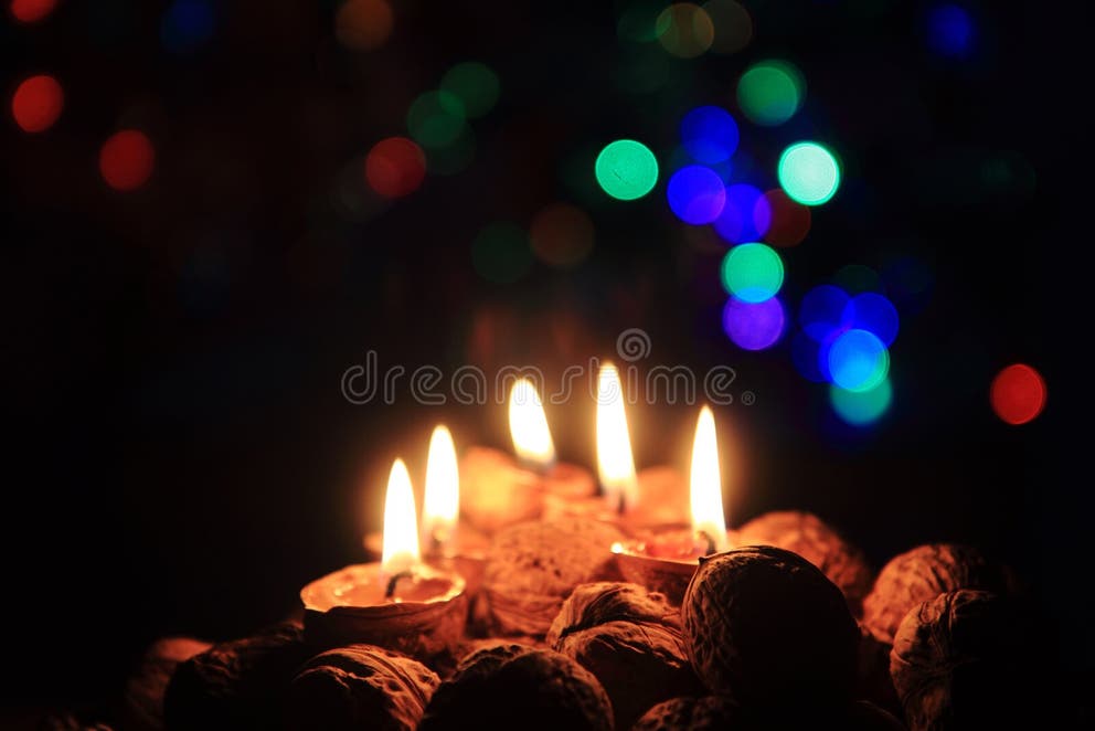 Candle from the Walnut Shells - Christmas Tradition Stock Photo - Image ...