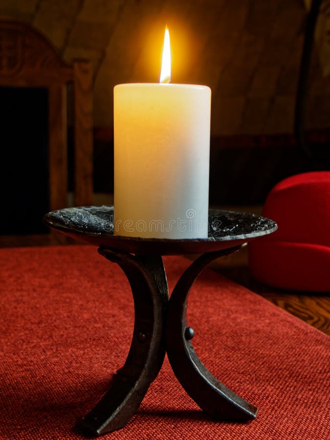 The Candle Was Burning on the Table, the Candle Was Burning. Stock ...