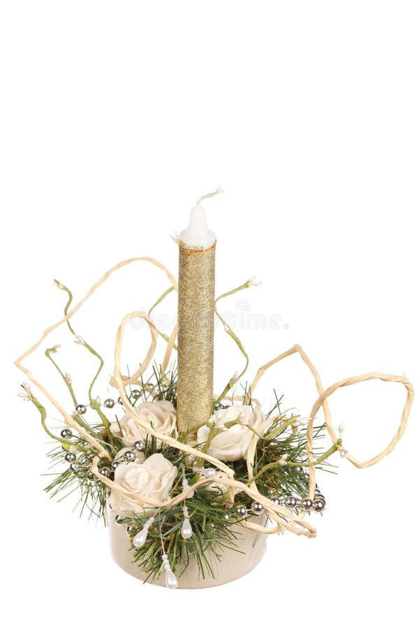 Candle with white roses stock photo. Image of decor, festivity - 17402160