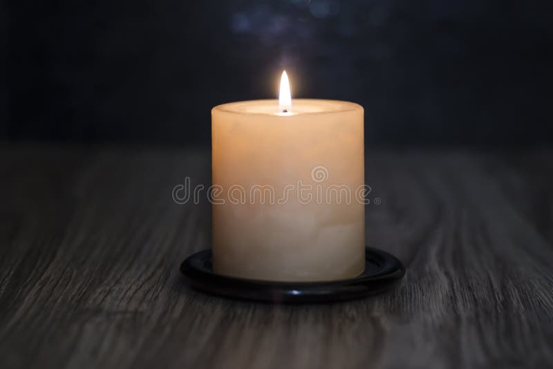 Candle on a Wooden Table. Death Stock Image - Image of darkness, retro ...