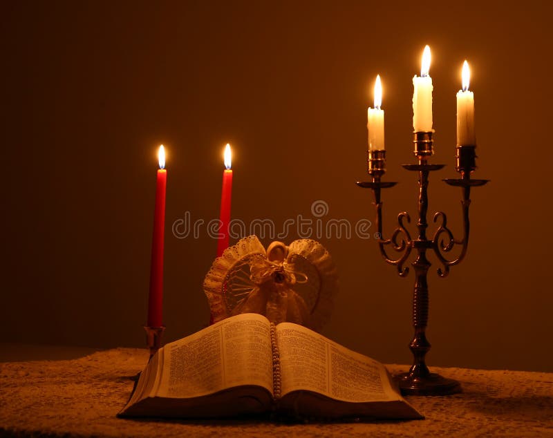 The Holy Bible by Candlelight Stock Image - Image of easter, religion ...