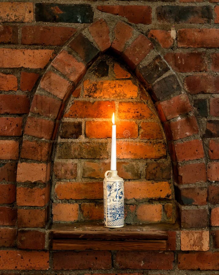 Candlelight in Brick Alcove Stock Photo - Image of dinner, niche: 232764090