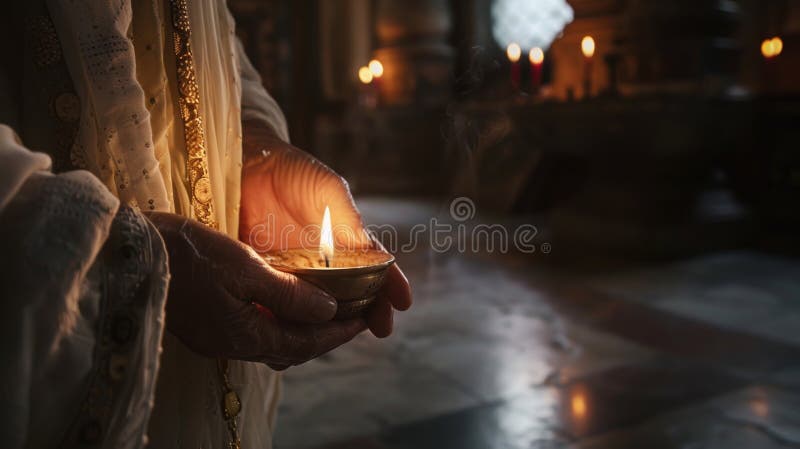 Candlelight Ceremony with Holy Fire in Orthodox Easter Tradition Stock ...