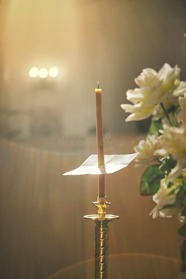 Candlelight in Christian Church on Wedding Ceremony Stock Photo - Image ...