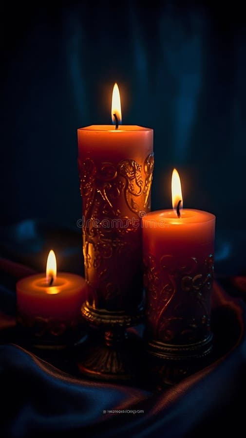 Candlelight on Dark Background. Generative Ai Stock Illustration ...
