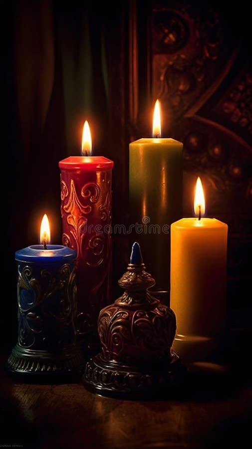 Candlelight on Dark Background. Generative Ai Stock Illustration ...
