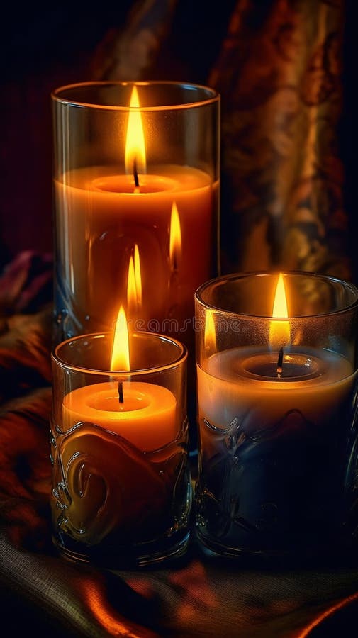 Candlelight on Dark Background. Generative Ai Stock Illustration ...