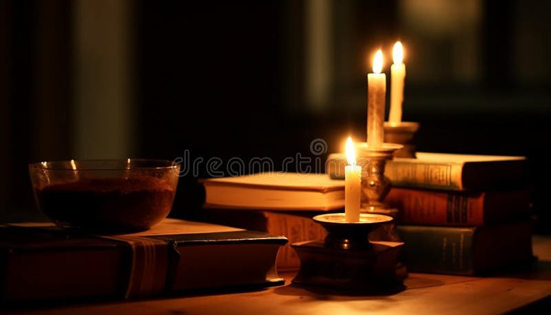 Candlelight Illuminates Ancient Still Life on Table Generated by AI ...