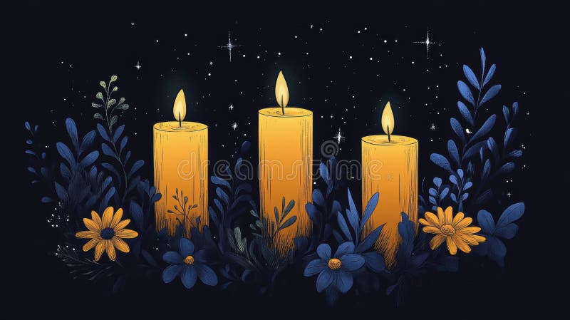 Candlelight Prayers Illustration, Simplistic Candlelit Prayers Doodle ...