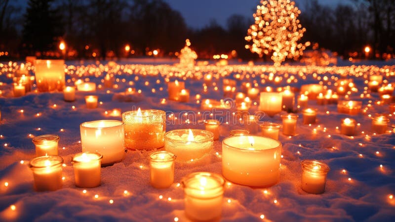 Candlelight Vigil at Dusk Honoring Genocide Victims with Illuminated ...