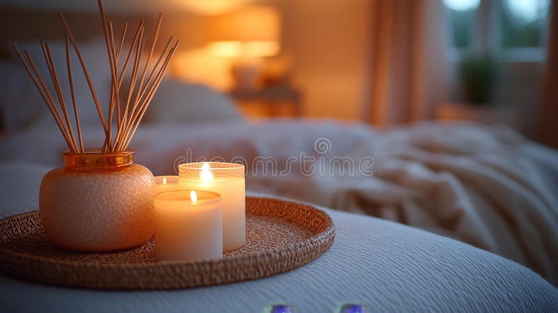 Candlelit Bedroom Ambience Generative AI Stock Illustration ...