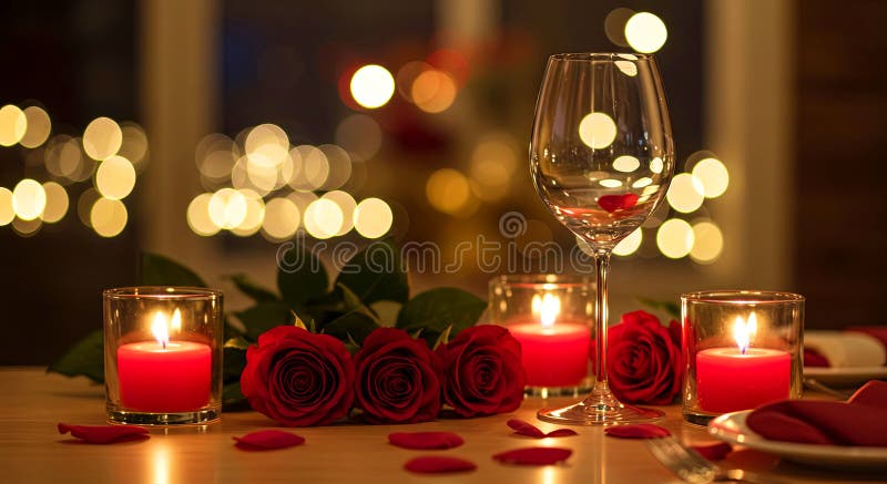 Candlelit Dinner Setting stock illustration. Illustration of scene ...