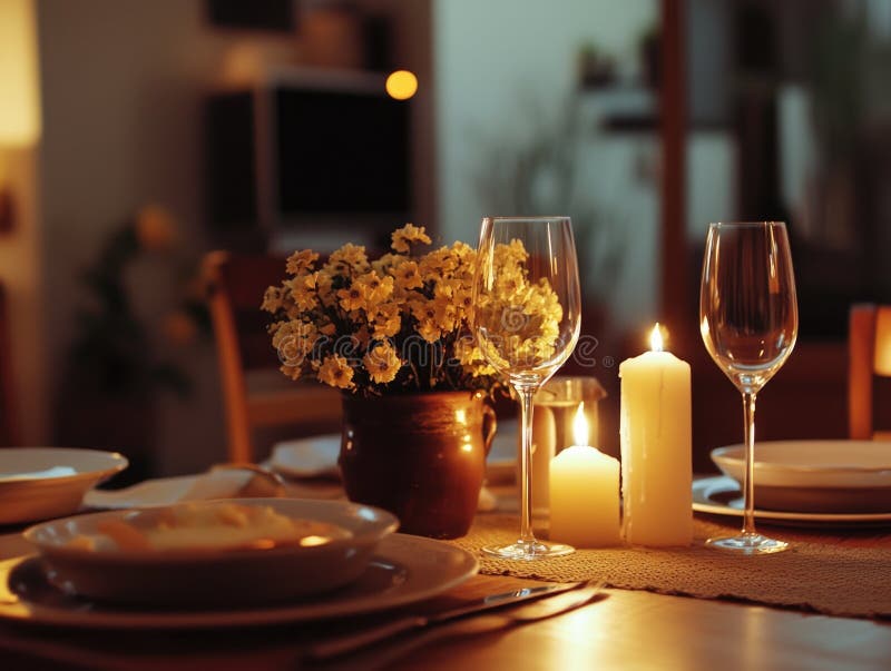 Candlelit Table Setting stock photo. Image of setting - 359877904