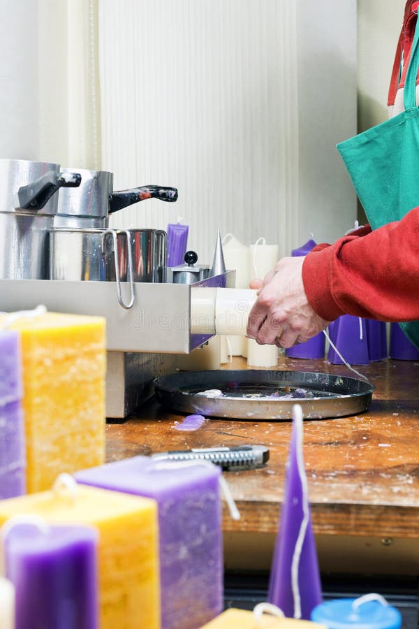 Candlemaker at Work in a Chandler Stock Photo - Image of decorative ...
