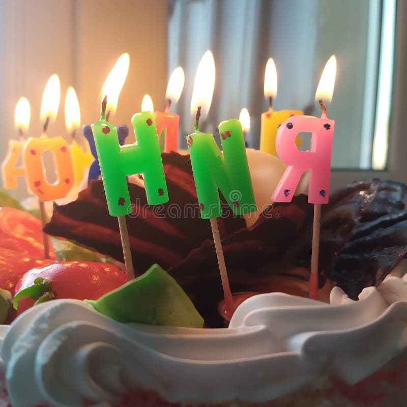 Candles birthday wish cake stock image. Image of buttercream - 252237471