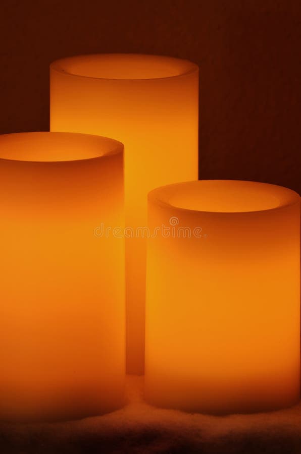 Candles Burning Bright in the Night Stock Photo - Image of closeup ...