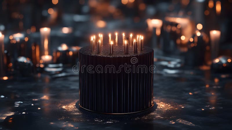 Candles Burning on Dark Circular Structure in Dim Lit Room Stock ...