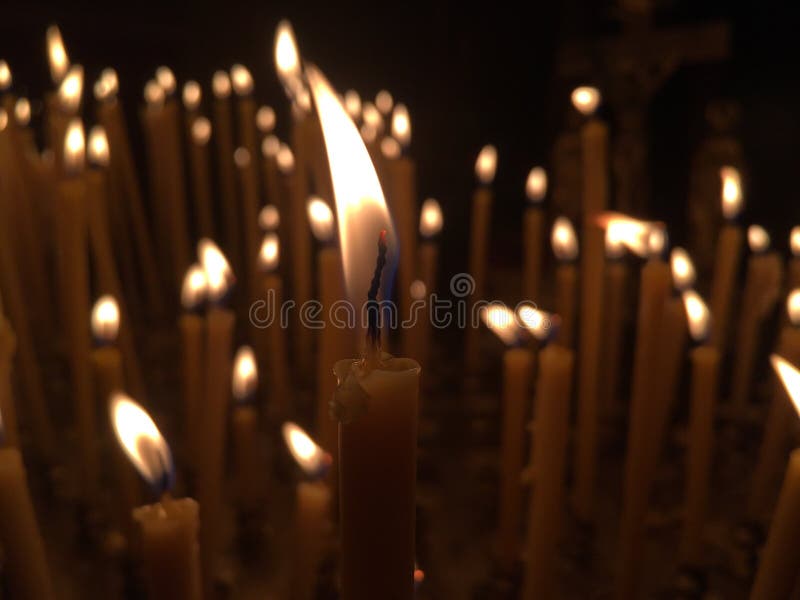 Burning Candles during Epiphany at Russian Orthodox Church. Stock Image ...