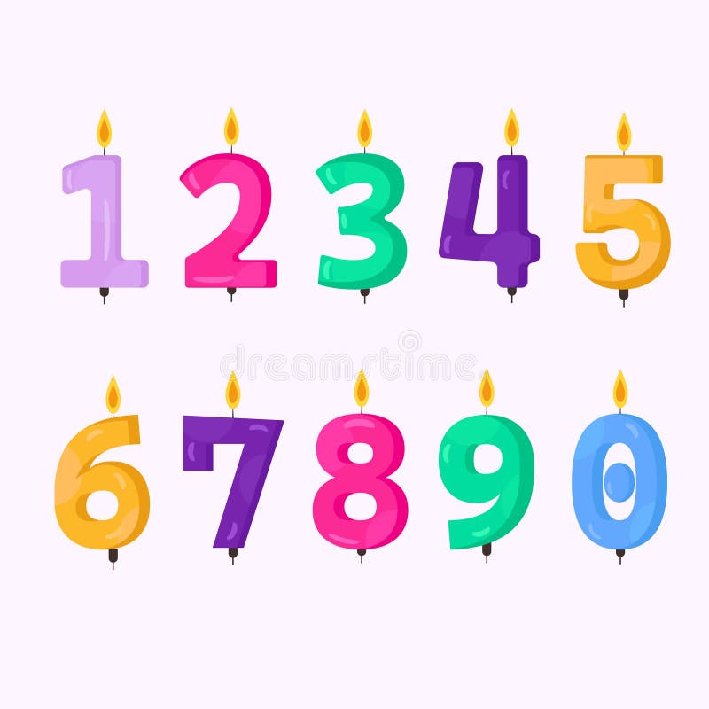 Candles for Cake with the Number of Ages in Cartoon Style Stock Vector ...