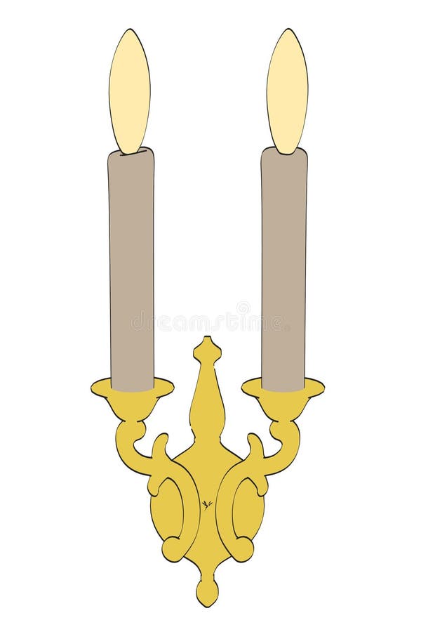 Candles in candlestick stock illustration. Illustration of draw - 54685658
