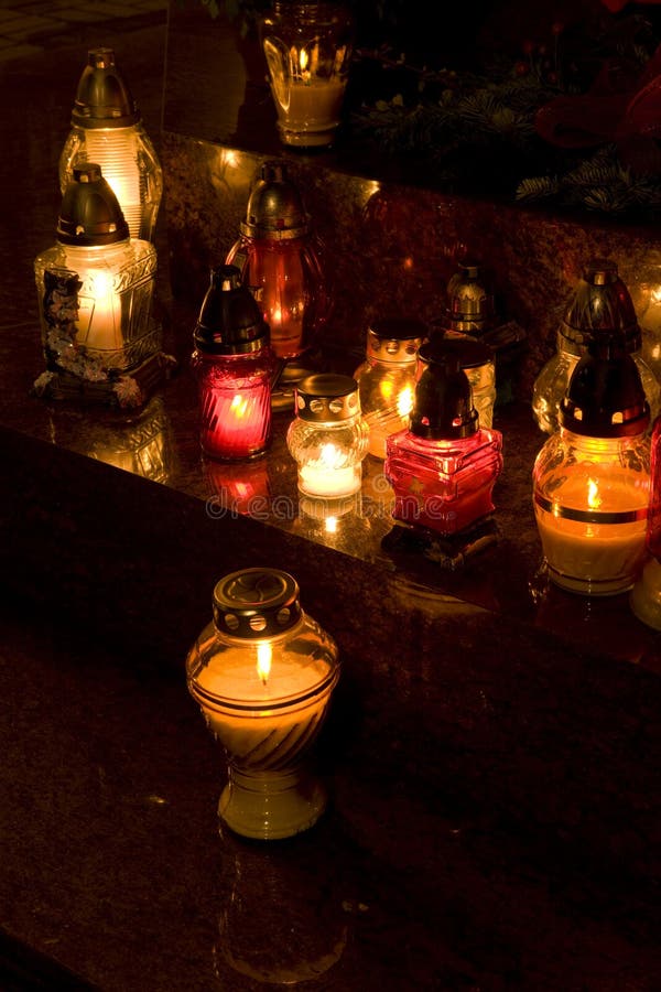 Candles on cemetery stock photo. Image of fire, night - 11600076