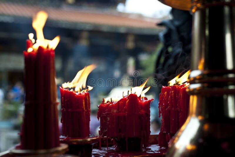 Candles in a Chinese Temple Stock Photo - Image of temple, culture ...