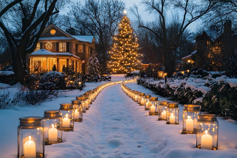 Candles Glowing Gracefully Outdoors Celebrating Christmas Stock Photo ...