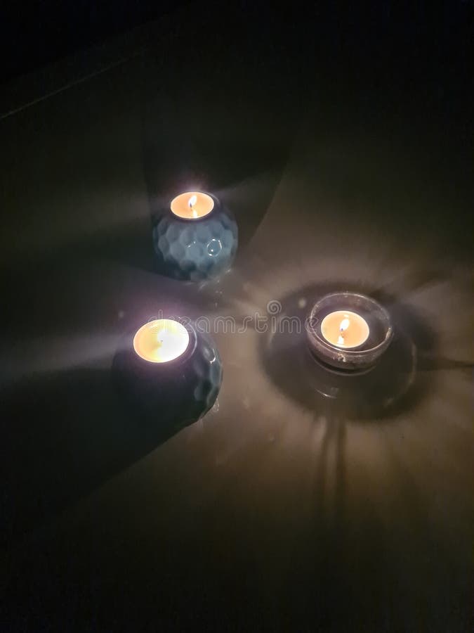 Candles Lit in the Dark of the Night Stock Image - Image of candle ...