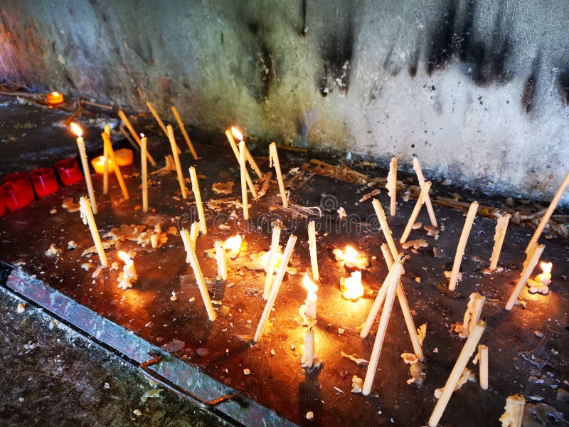 Candles Lit in the Memory of the Dead Stock Image - Image of church ...