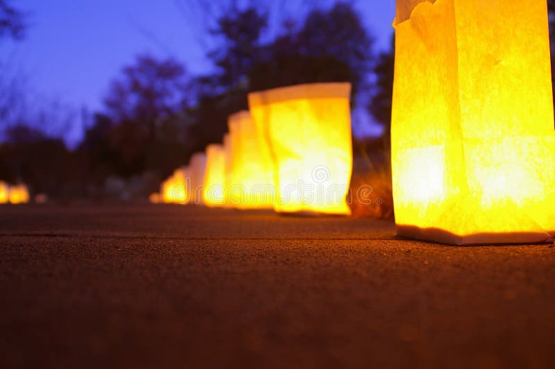 Candles on a path stock image. Image of evening, path, blue - 397517