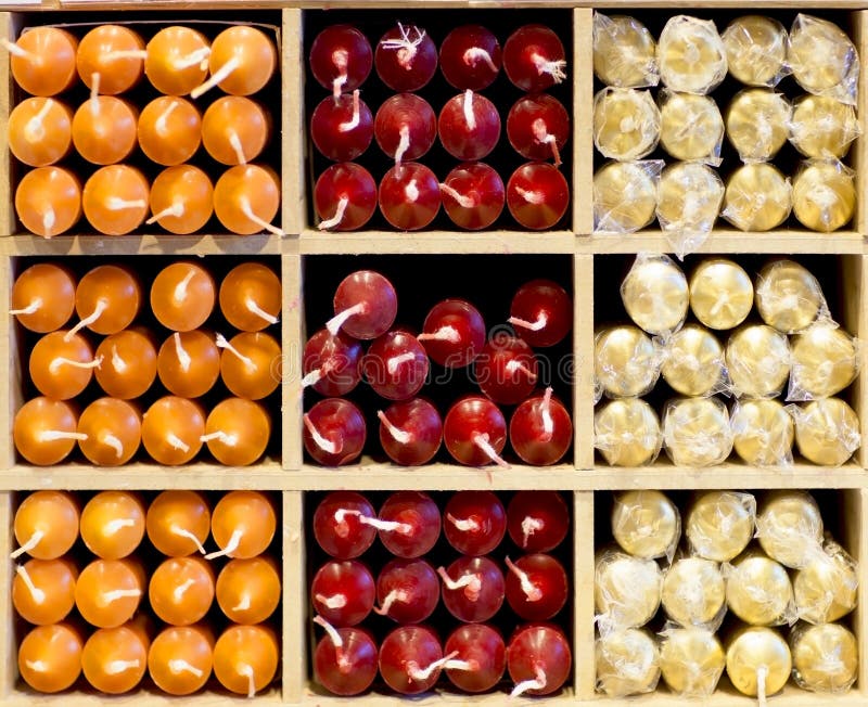 Candles on the shelf. stock image. Image of group, collection - 48111567