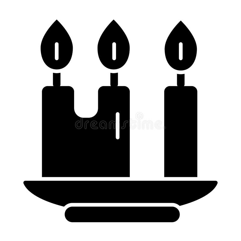 Candles Solid Icon. Candlestick with Three Candles Vector Illustration ...