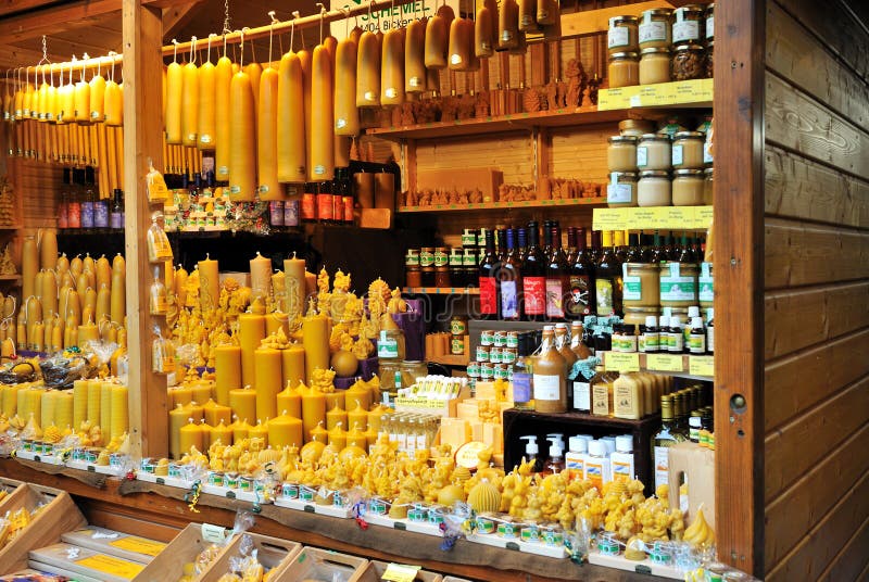 Candles on Stall in Christmas Market Editorial Stock Photo - Image of ...