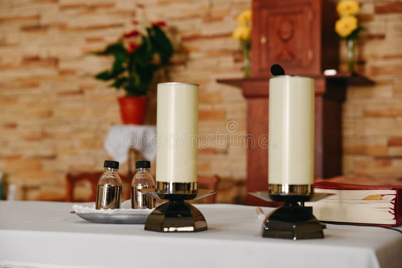 Candles on a Table in a Church Editorial Photo - Image of candles ...