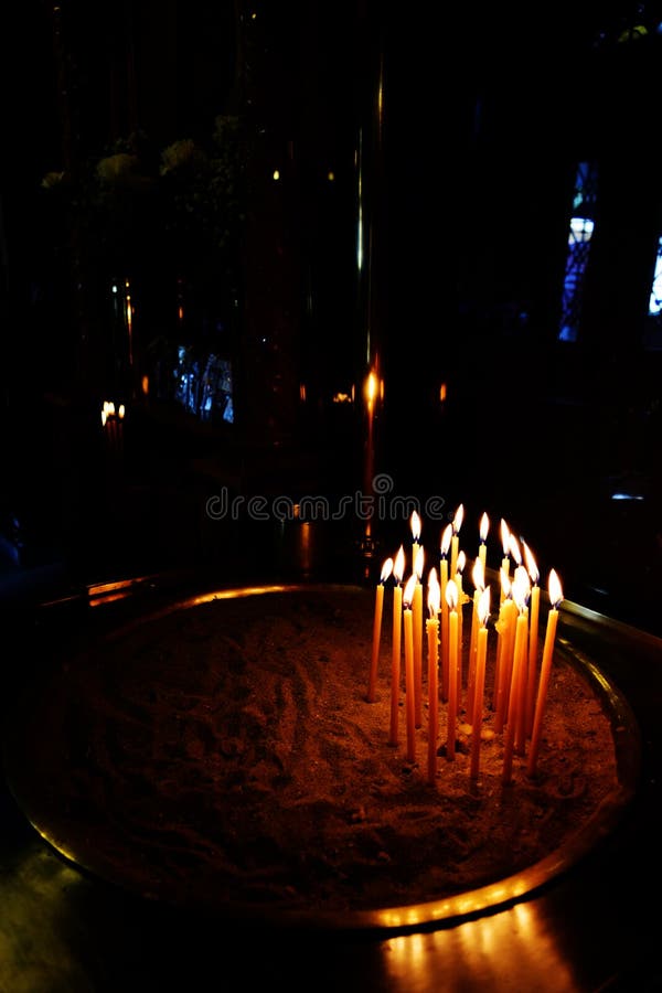 Dimmed Candles Light in a Temple Stock Image - Image of dimmed, temple ...