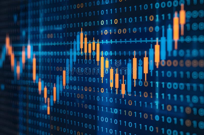 Candlestick Bars Over Binary Numbers, Symbolizing Stock Price ...