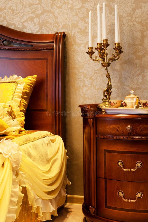 Candlestick from the bed stock image. Image of pillow - 9108817