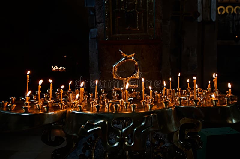 Candlestick with Burning Candles Stock Photo - Image of faith, candles ...