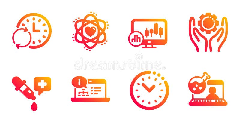 Candlestick Chart, Atom and Time Management Icons Set. Vector Stock ...