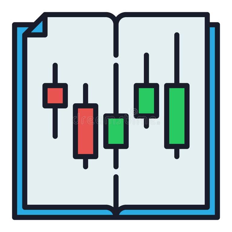 Candlestick Chart with Book Vector Trading Learning Colored Icon or ...