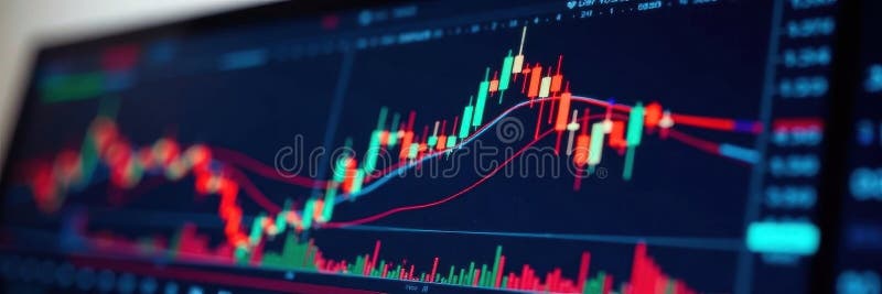 Candlestick Chart on Computer Screen, Stock Market Data Analysis ...
