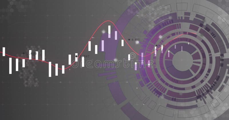 Candlestick Chart and Data Visualization Over Abstract Circular Image ...
