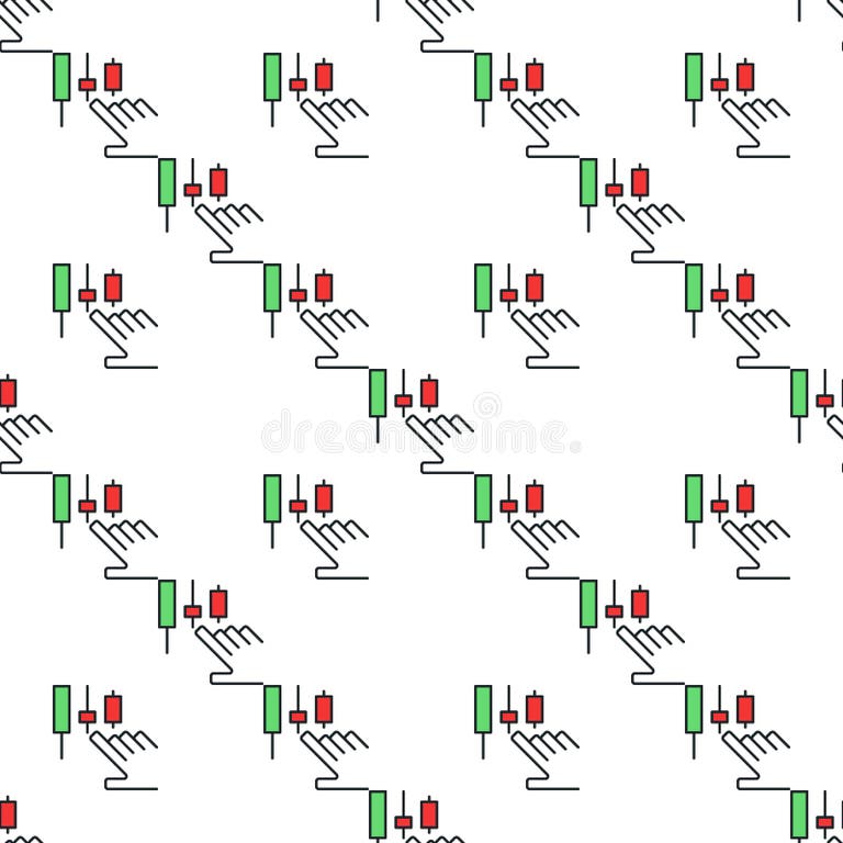 Candlestick Chart and Human Hand Vector Electronic Trading Colored ...