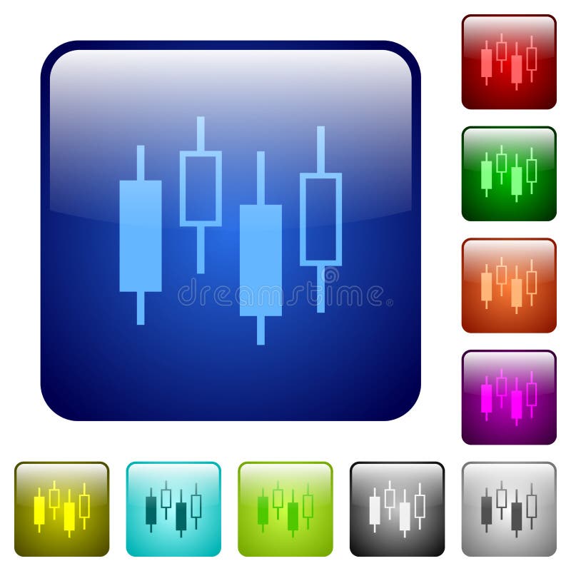 Candlestick Chart Color Square Buttons Stock Vector - Illustration of ...