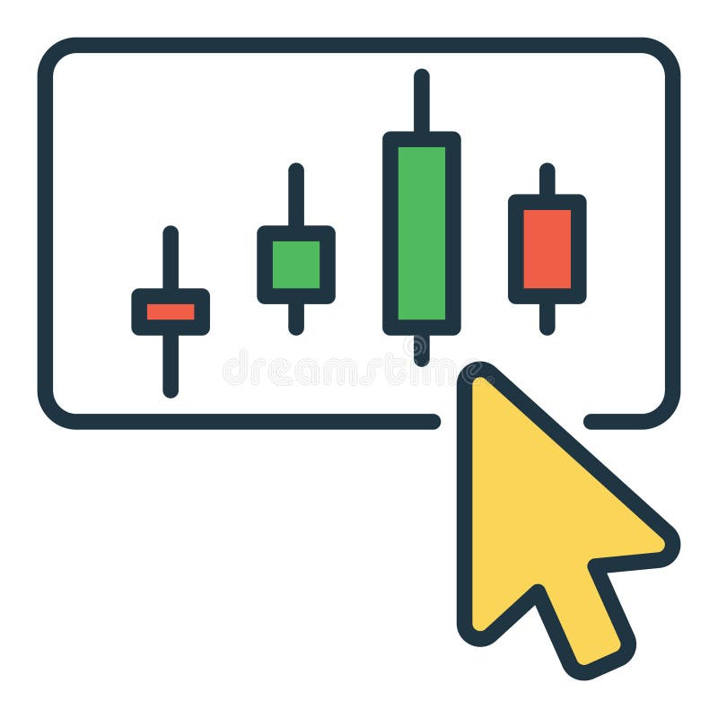 Candlestick Chart with Mouse Cursor Vector Colored Icon or Logo Stock ...